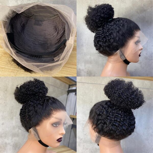360 Lace Afro Curly HD Transparent Lace Front Glueless Wig 100% Human ...